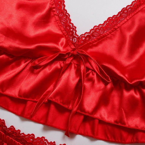 Red Satin Pajama Set | 2 Piece Satin Short Pajama Set w/ Cami – Moxy