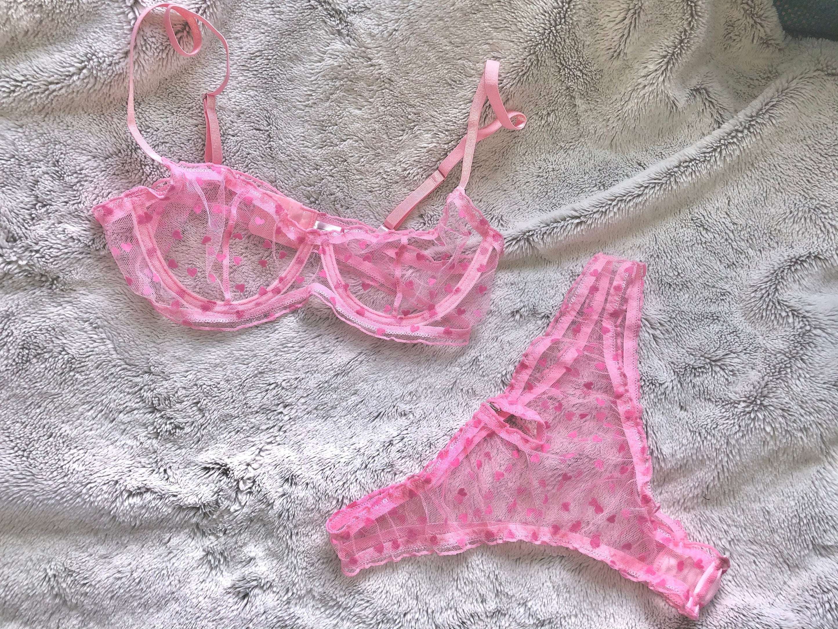 "Sweetheart" Sexy Pink Lingerie | Pink See Through Lingerie Set – Moxy